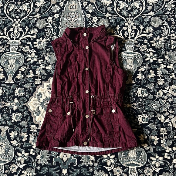 YMI | Jackets & Coats | Burgundy Ymi Collection Vest W Drawstring Waist ...